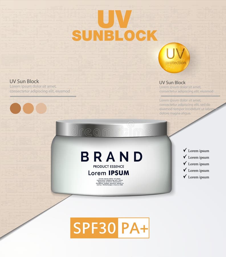 Sunblock Ads Template, Sun Protection, Sunscreen and Sunbath Cosmetic ...