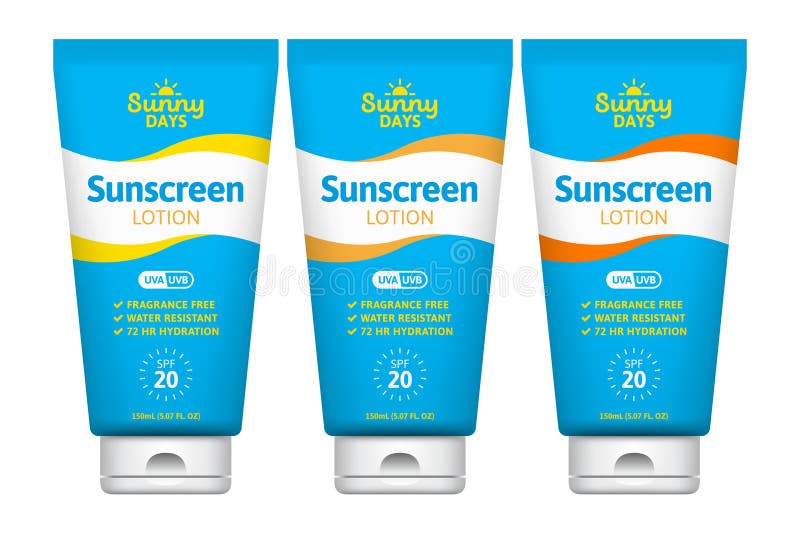 Sunscreen Lotion Vector Product Label Set Stock Vector - Illustration ...