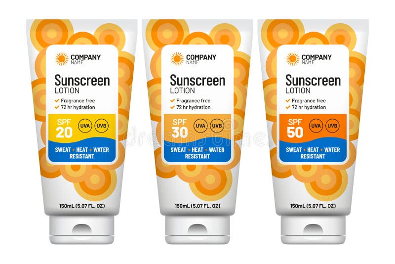 Sunscreen Lotion Vector Product Label Set Stock Vector - Illustration ...