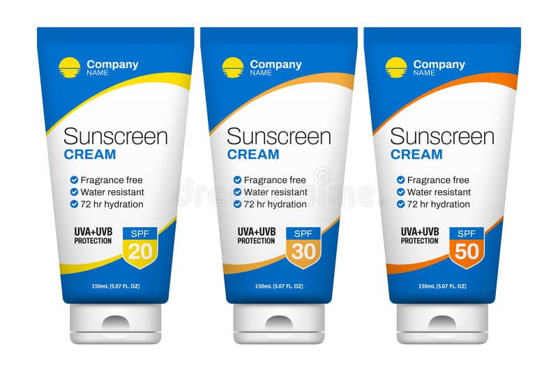 Sunscreen Lotion Vector Product Label Set Stock Vector - Illustration ...