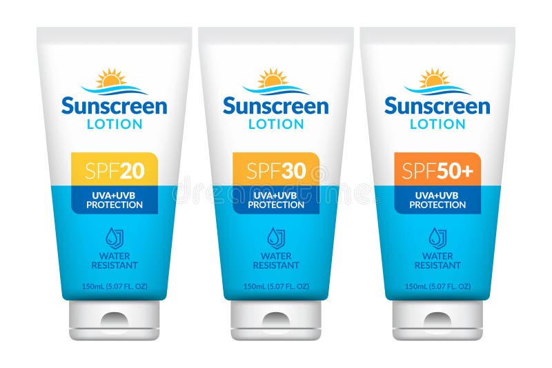 Sunscreen Lotion Vector Product Label Set Stock Vector - Illustration ...