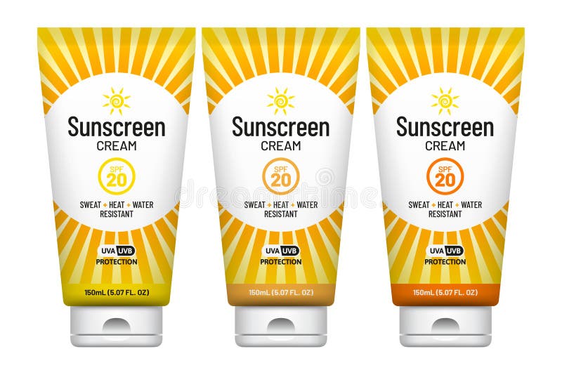Sunscreen Lotion Vector Product Label Set Stock Vector - Illustration ...