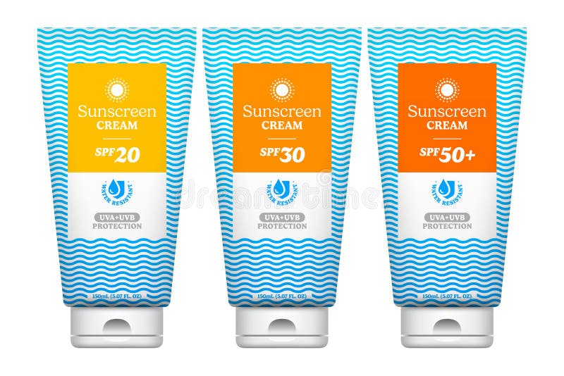 Sunscreen Lotion Vector Product Label Set Stock Vector - Illustration ...