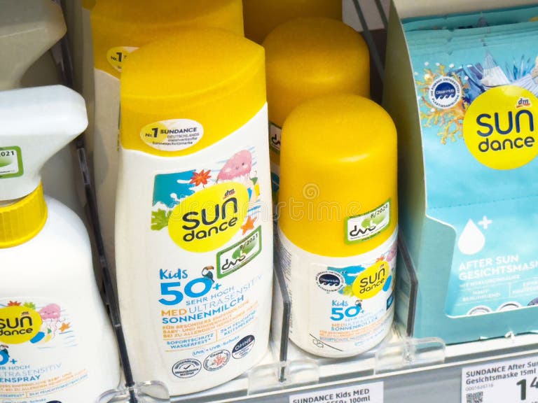 Sunscreen Products Display with Bright Packaging and Spf Labels in ...