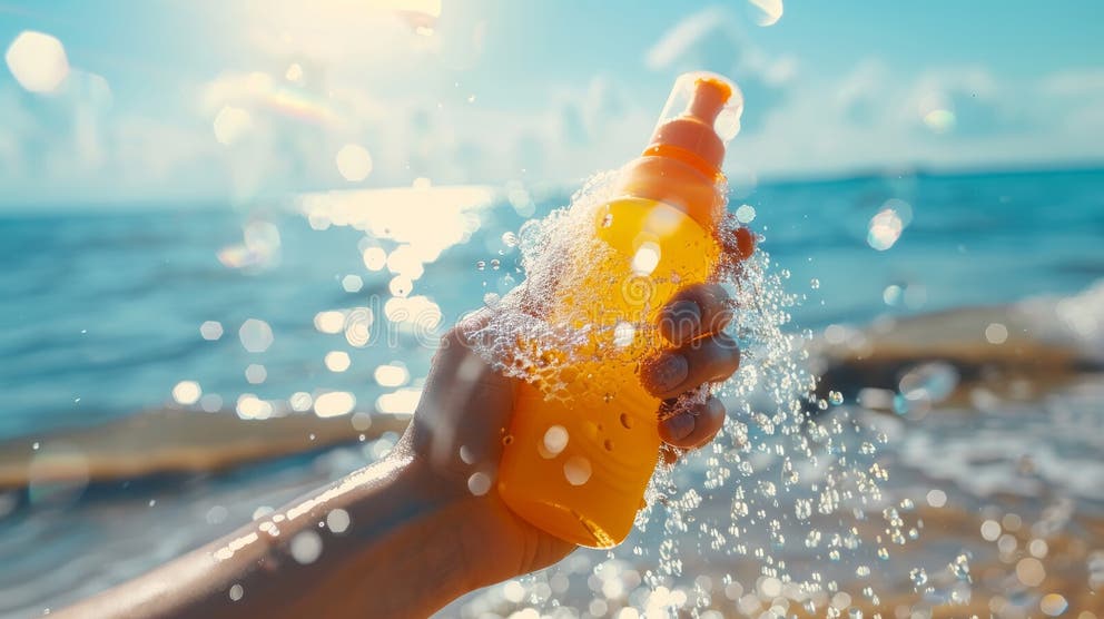 Sunscreen Spray Application Stock Illustration - Illustration of ...