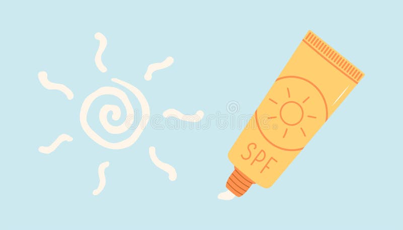 Sunscreen Sun Shape Drawing. Flat Vector Illustration Stock Vector ...