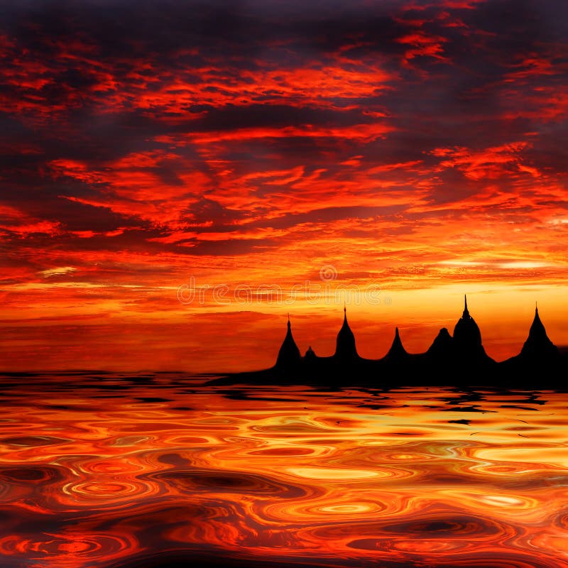 Sunset stock image. Image of civilization, hinduism, myanmar - 10243689