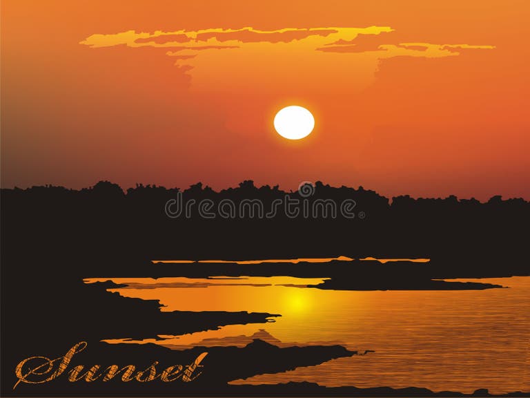 Pond Sunset Stock Illustrations – 35,450 Pond Sunset Stock ...