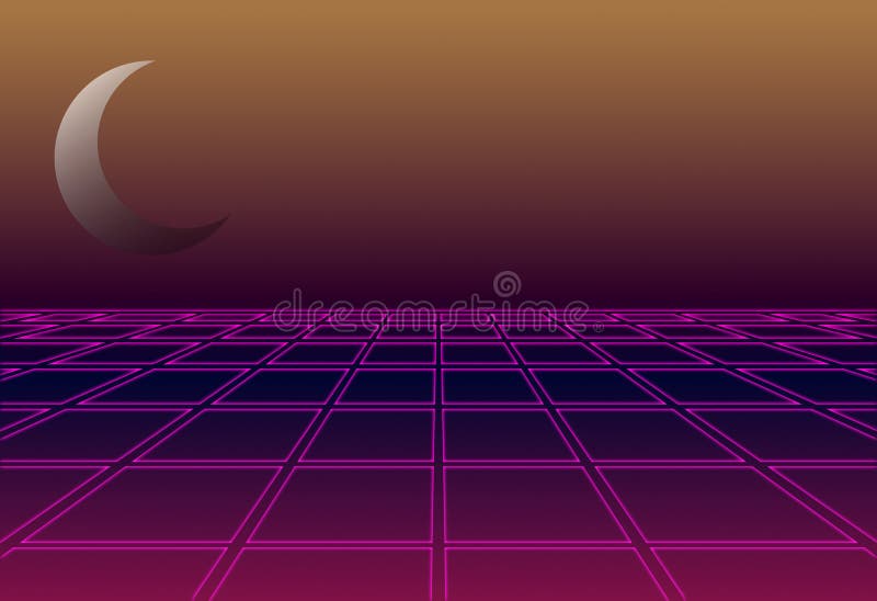 Abstract 80s Retro Night Background with Neon Glow Style Stock ...