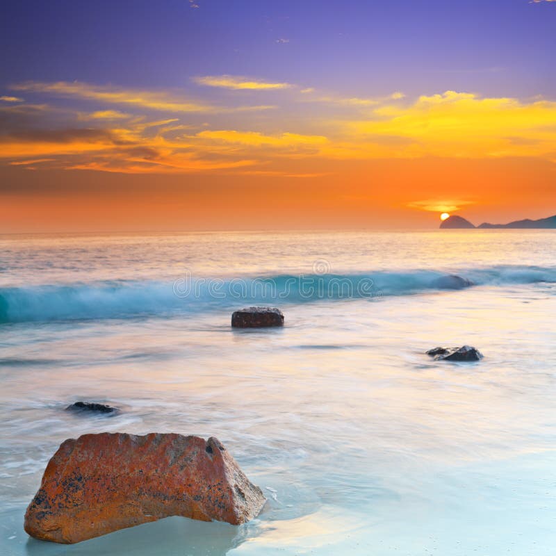 Rocky Beach at Sunset in Cornwall, England Stock Image - Image of ...