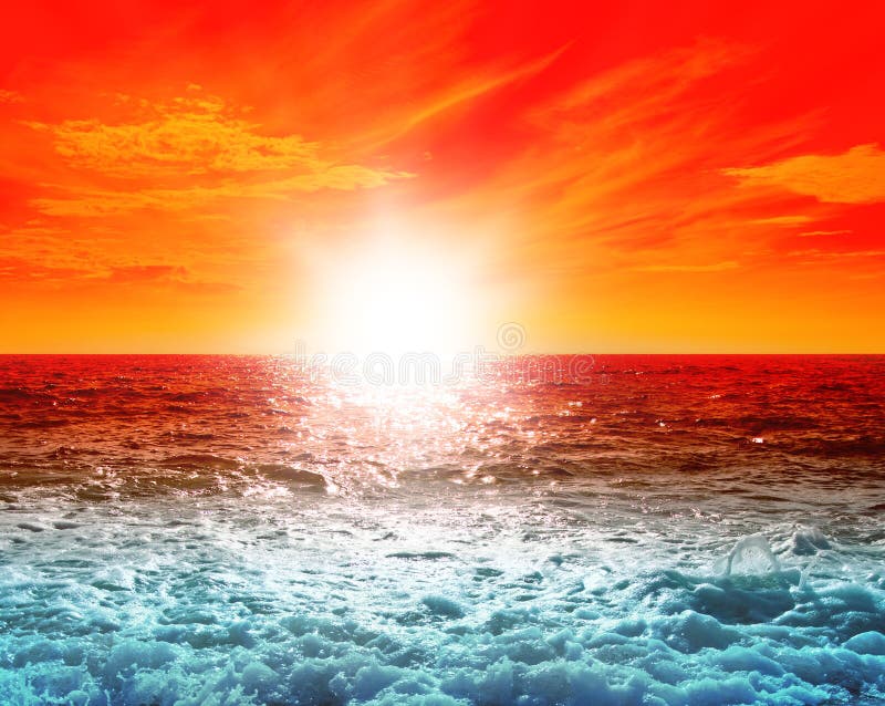 Ocean Sunset Sun Water Waves Stock Photo - Image of sparkling, travel ...