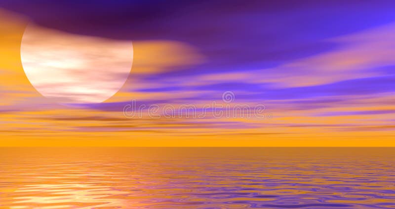 Science Fiction Fantasy Sunset Stock Illustration - Illustration of ...