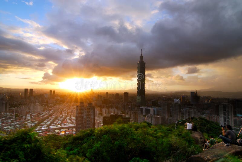 Sunrise In Taipei, Taiwan, The 101 Stock Image - Image of sunrise ...