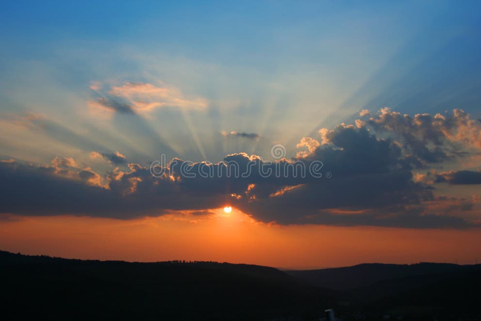 Sunset stock photo. Image of enlighten, mute, natural, bursting - 922238