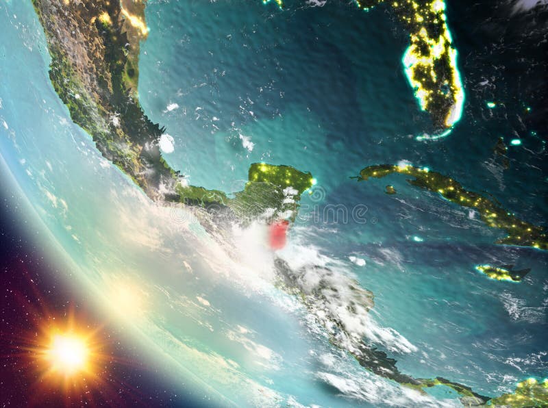 Sunset Above Belize on Earth Stock Illustration - Illustration of ...