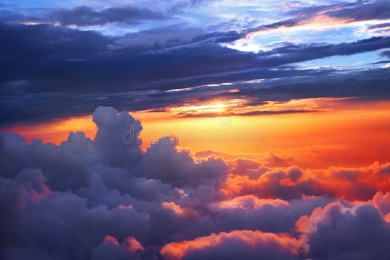 Sunset above the clouds stock photo. Image of airline - 9553610