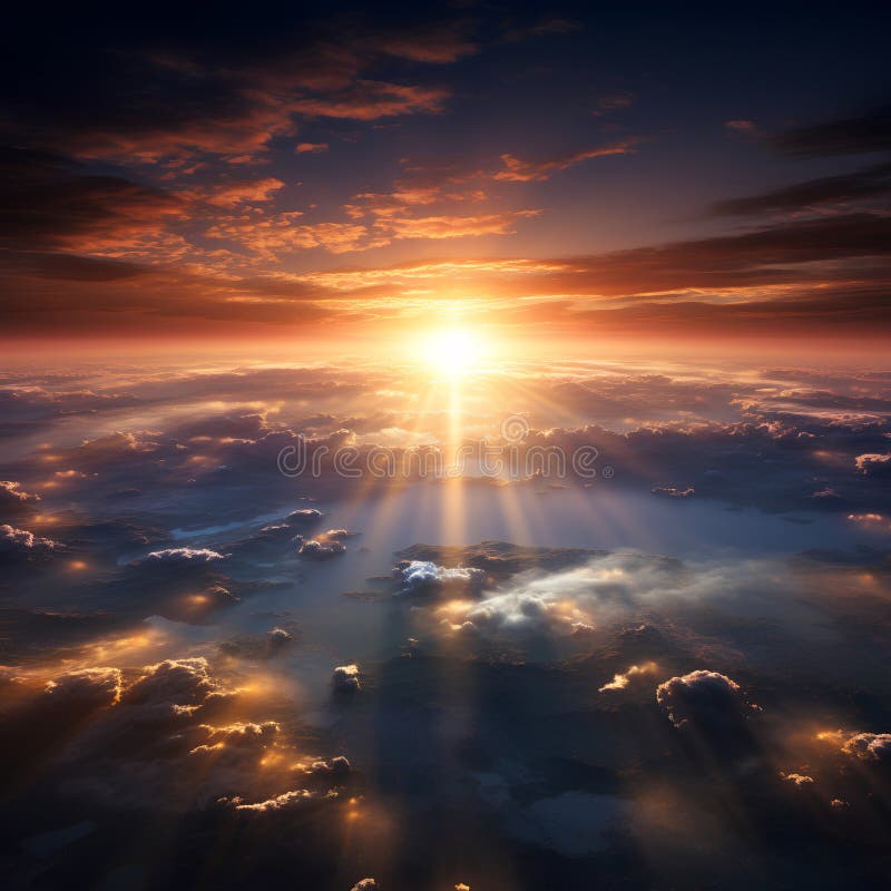 Sunset Above Clouds. 3 D Rendering Stock Illustration - Illustration of ...
