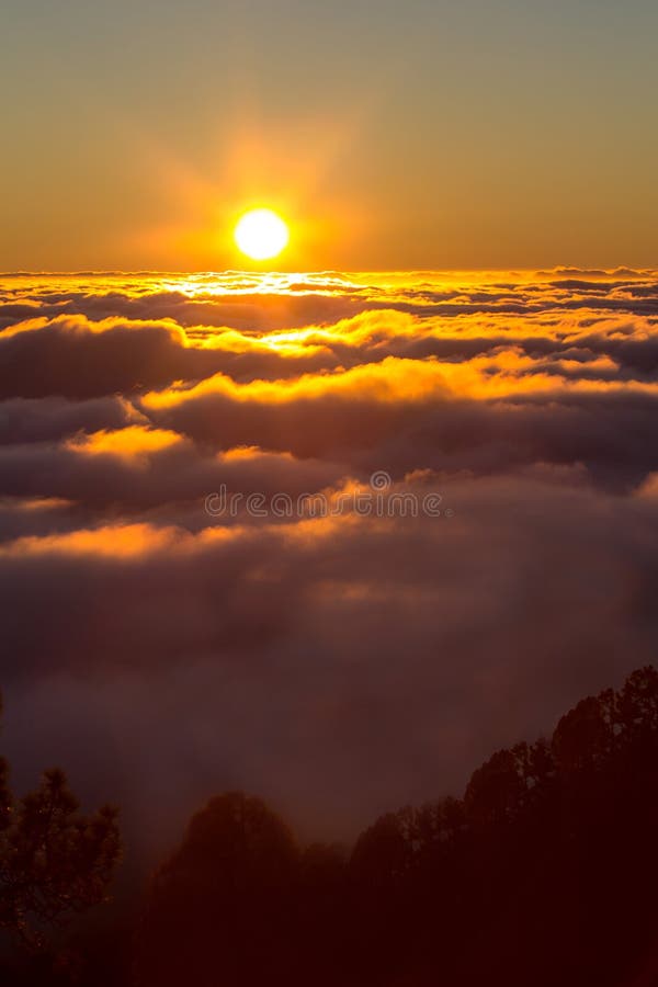 Sunset above the clouds stock image. Image of airborne - 97317171