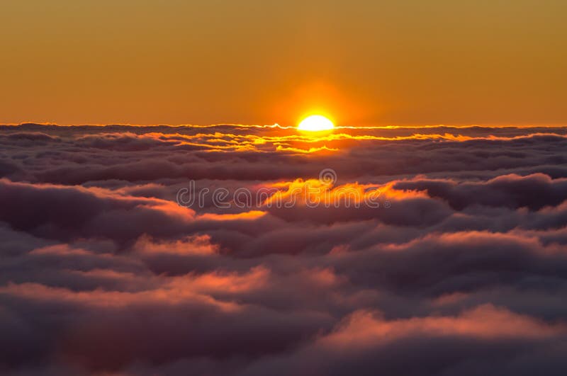 Sunset above the clouds stock image. Image of airborne - 97317171
