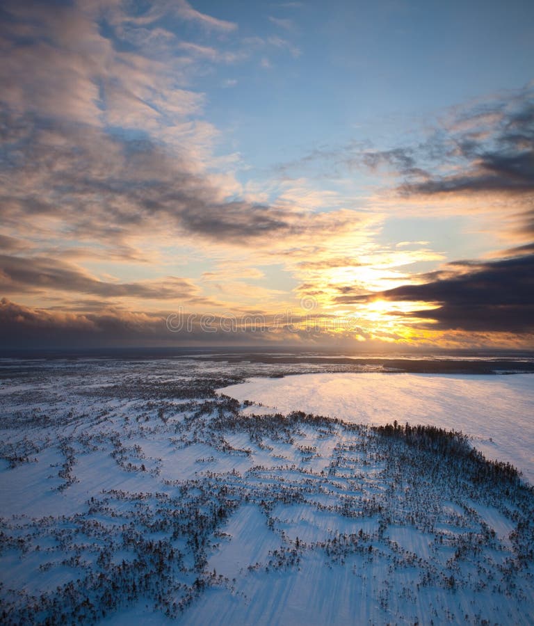 Icy lake at sunset stock image. Image of finland, tranquility - 3212301