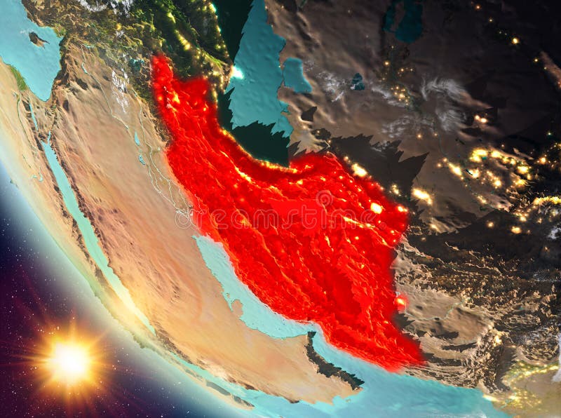 Iran in the evening stock illustration. Illustration of globe - 121003169
