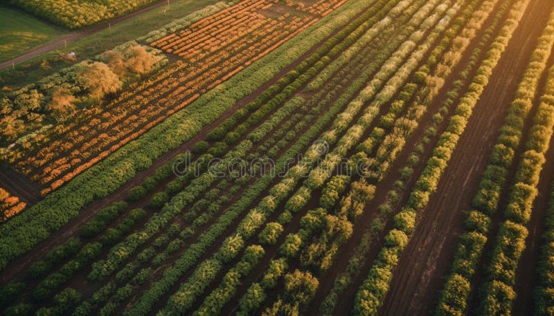 Sunset Above Meadow, Beauty in Nature Generated by AI Stock Image ...