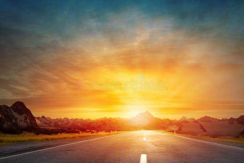 Sunset over road stock photo. Image of overcast, light - 28278476