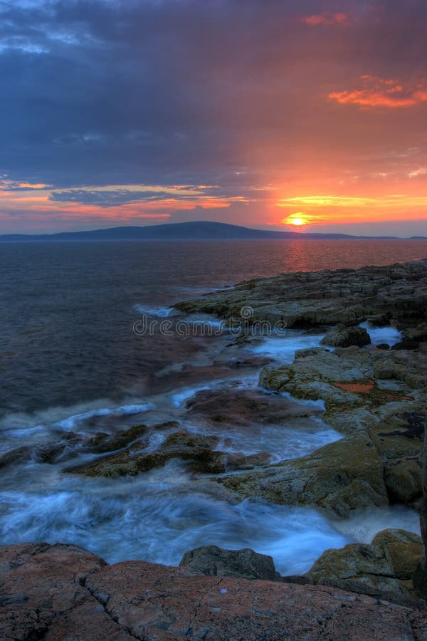 Sunset in Acadia National Park Stock Image - Image of exposure, sunset ...