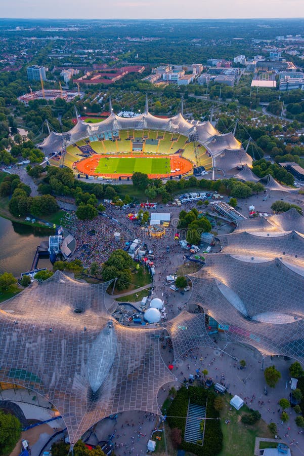 Sunset Aerial View of Olympiapark in German Town Munchen Stock Image ...