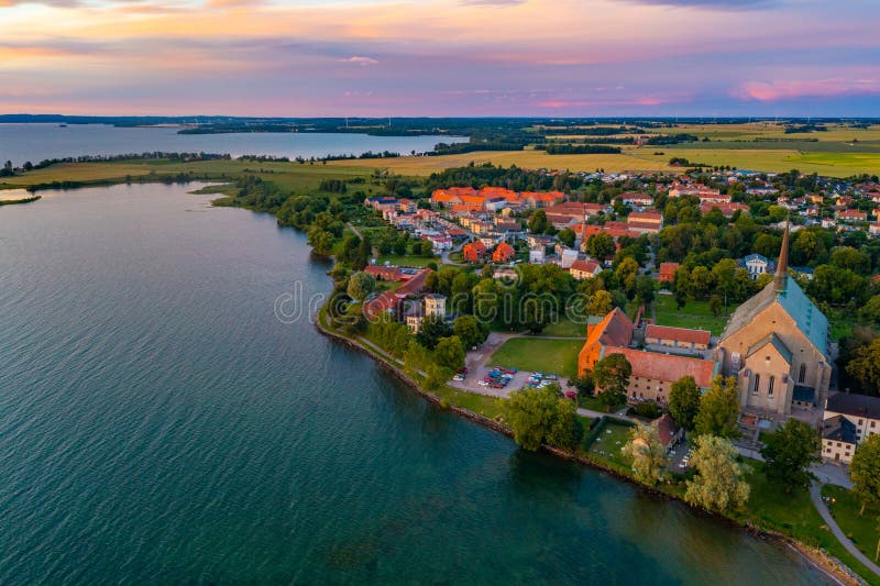 Sunset Aerial View of Swedish Town Vadstena Stock Image - Image of ...