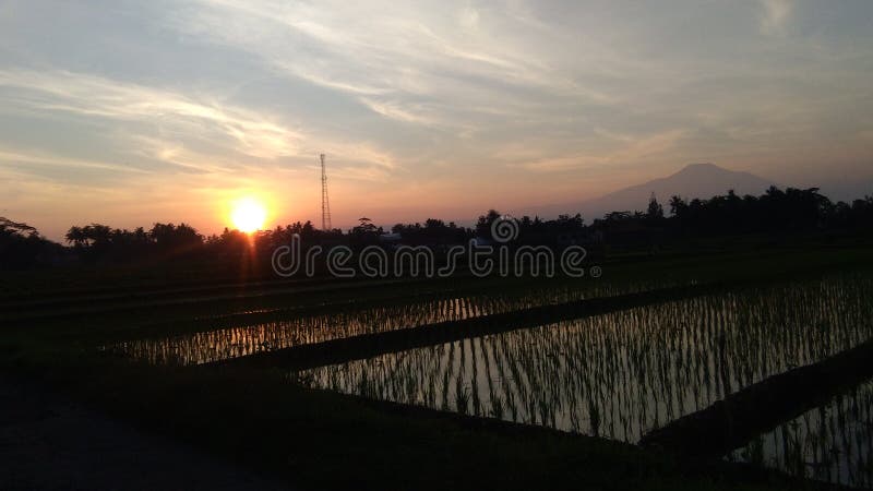The Sunset in the Afternoon with Mount Slamet View in Central Java ...