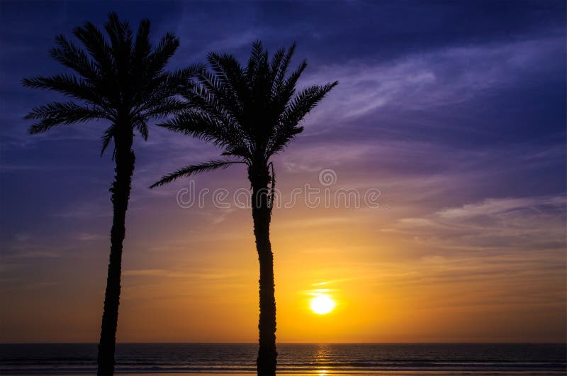 Sunset in Agadir, Morocco stock image. Image of ocean - 54474673