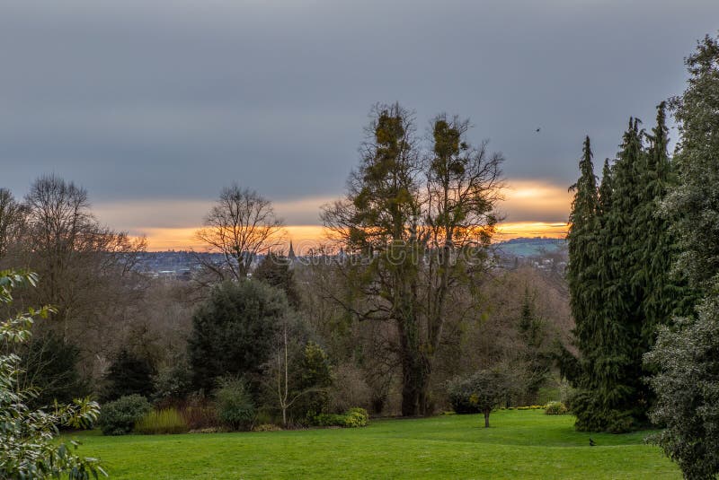 Sunset Against the Skyline of the City of Oxford Stock Photo - Image of ...
