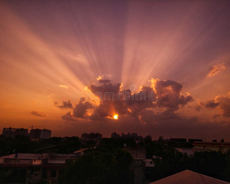 Sunset at Ahmedabad stock photo. Image of sunlight, screenshot - 198029270