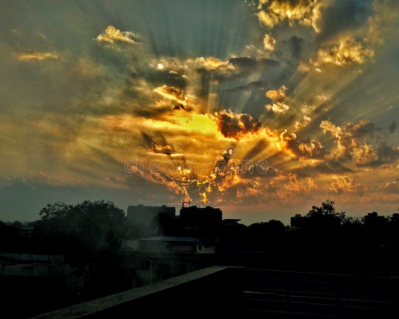 Sunset at Ahmedabad stock photo. Image of dawn, darkness - 207697860