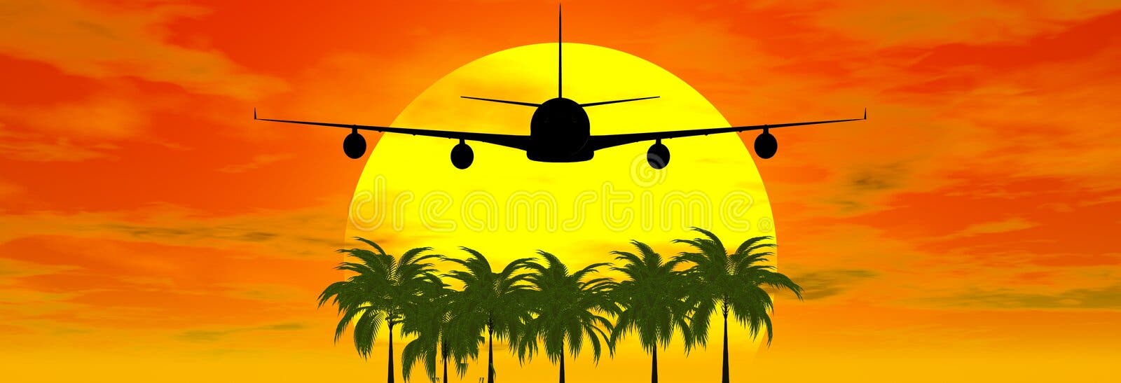 Sunset with airplane stock illustration. Illustration of boing - 1658464
