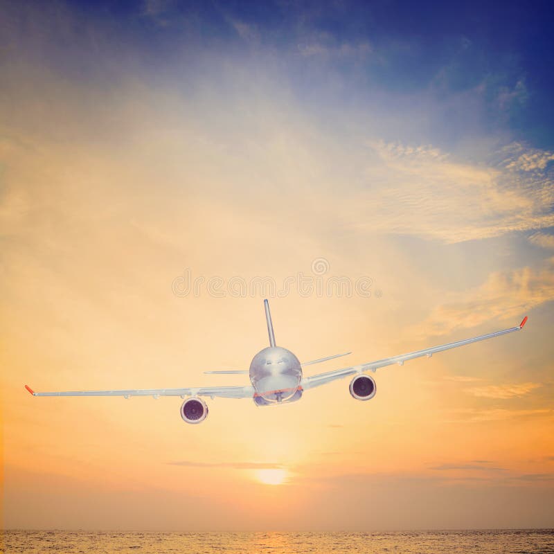 Sunset airplane stock photo. Image of commercial, dusk - 40259202