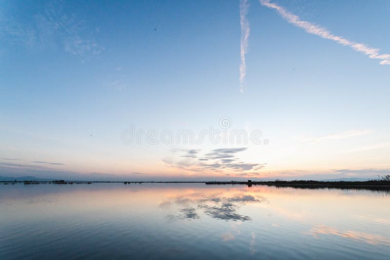 Sunset albufera lake stock image. Image of destination - 202163585