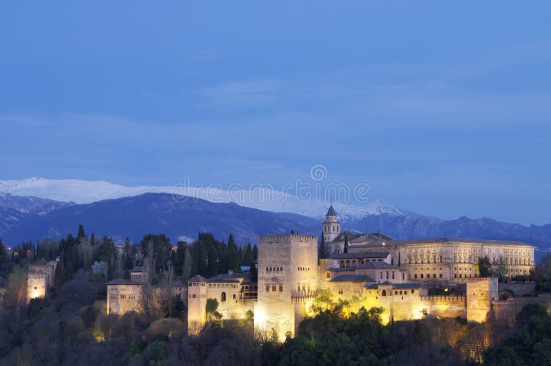 Sunset in Alhambra stock photo. Image of alhambra, mountain - 22017790