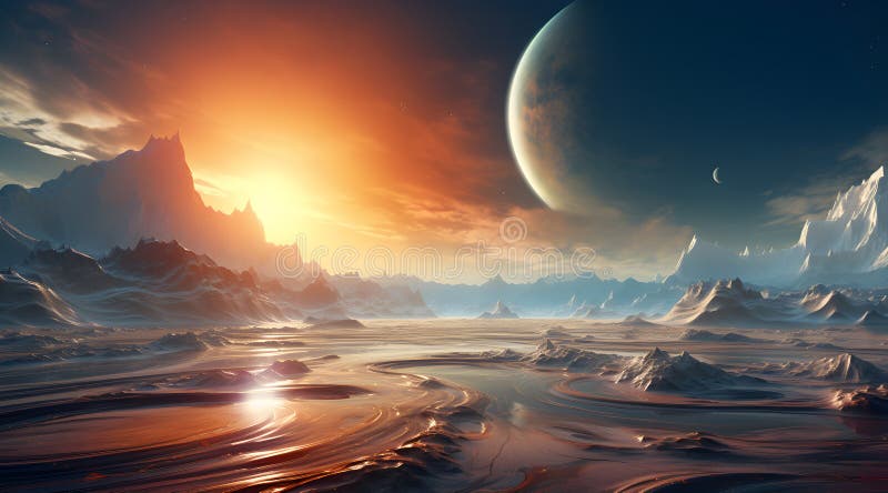 Landscape from other world stock illustration. Illustration of orange ...