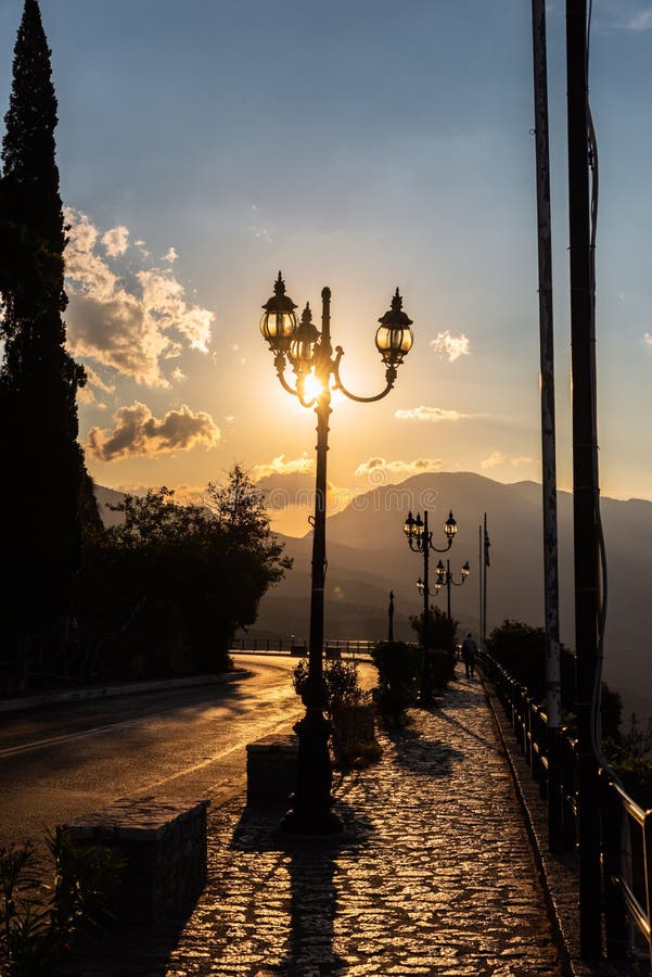 Sunset Alley stock image. Image of holiday, evening - 129970051