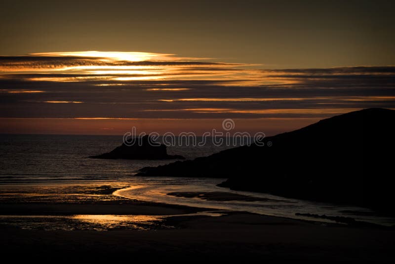 Sunset at Porth Nanven in Cornwall Stock Photo - Image of landscape ...