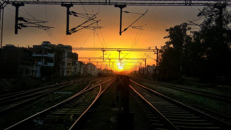 Sunset editorial stock photo. Image of track, sunset - 119612933