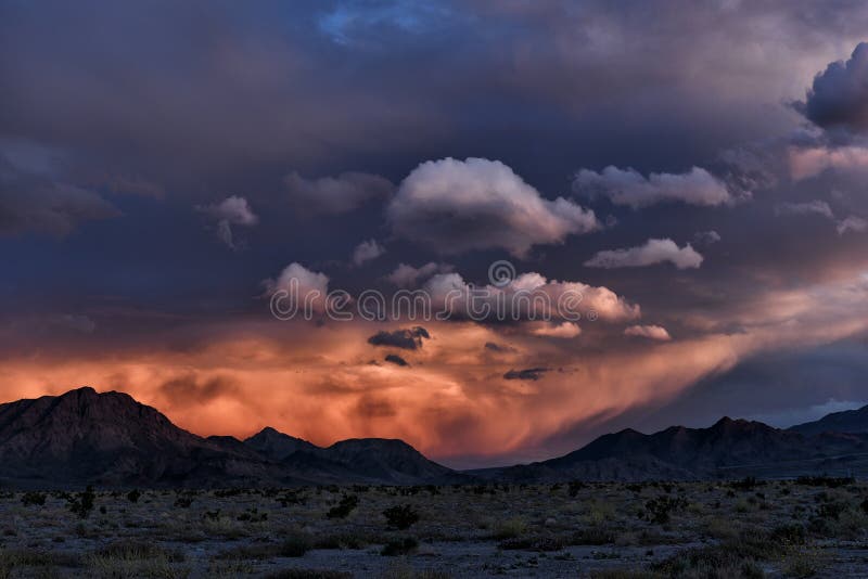 Sunset Along Route 127 in the Mojave Desert Stock Image - Image of ...