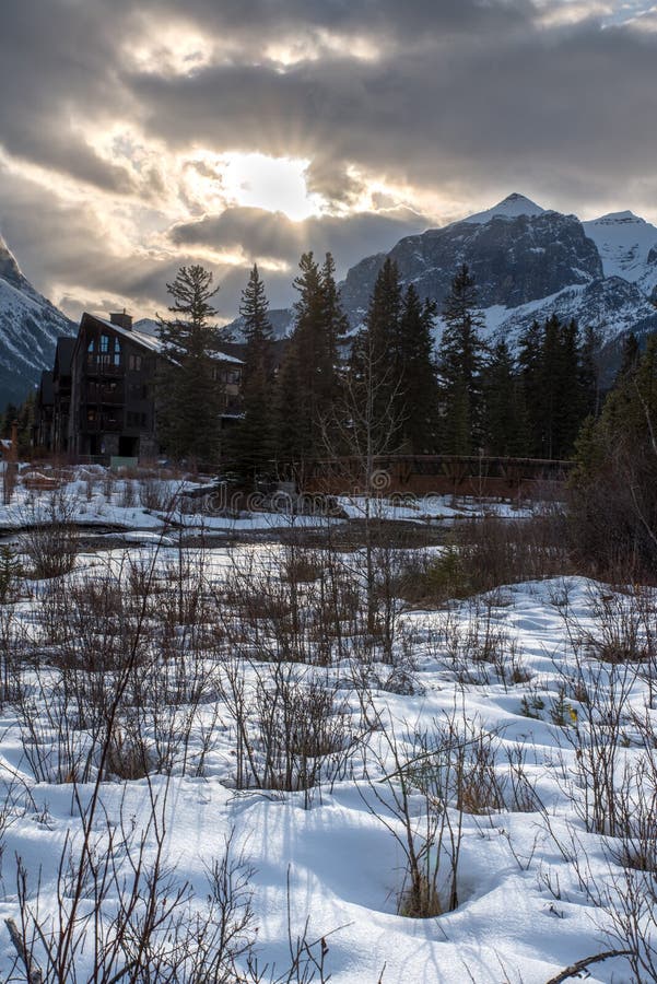 Sunset Along the Spring Creek Trail in Canmore at Sunset Stock Image ...
