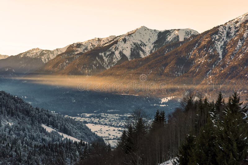 Sunset in the alps stock photo. Image of clouds, orange - 28353272