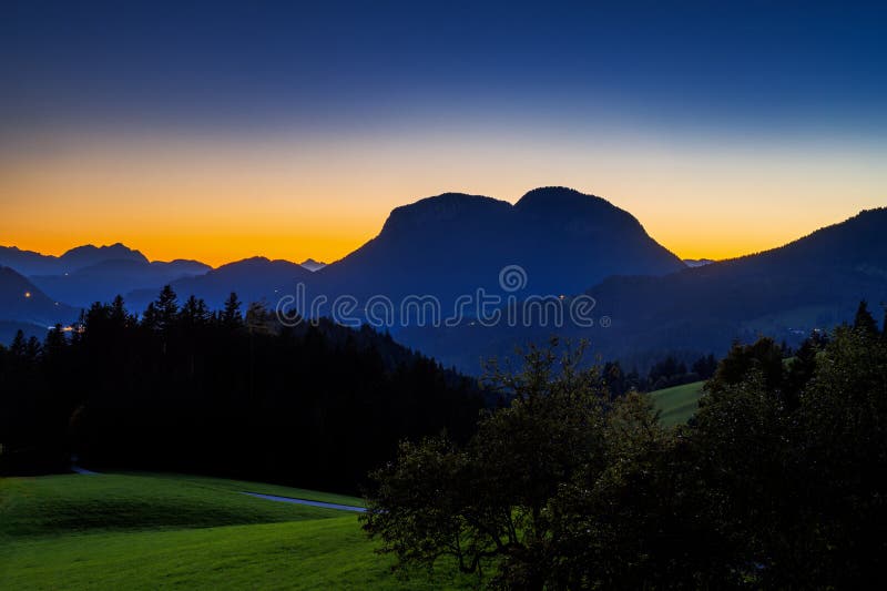 Sunset in the Alps of Austria Stock Photo - Image of sunset, hill ...