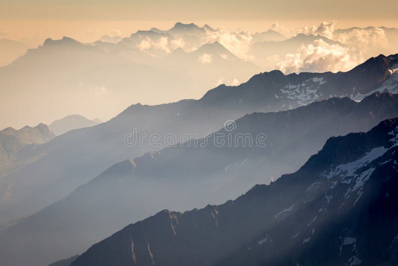 Sunset in the Alps stock image. Image of landscape, cloud - 123552351
