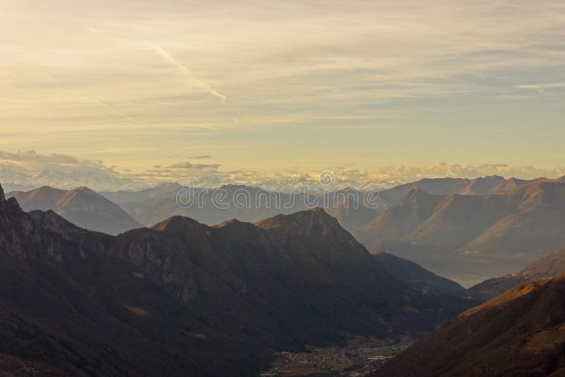 Sunset on Alps and Prealps stock image. Image of touristic - 83316985
