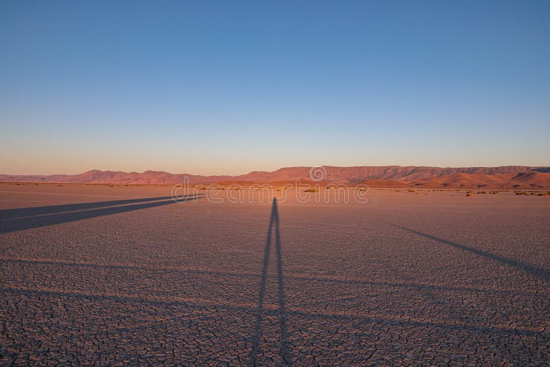 Sunset in Alvord Desert, Long Shadows from a Low Sun Stock Photo ...